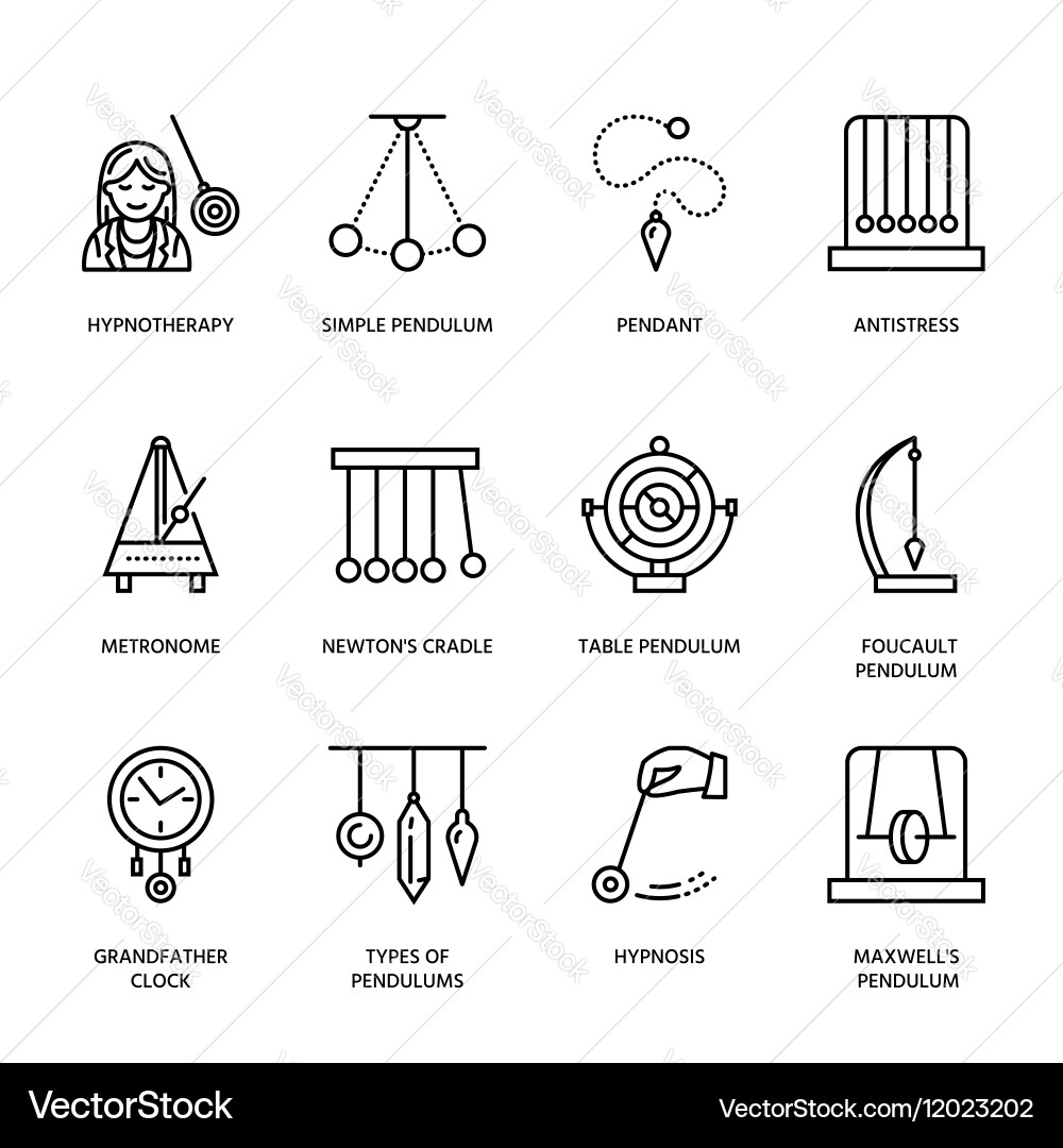 Line icon pendulum types newton cradle Royalty Free Vector