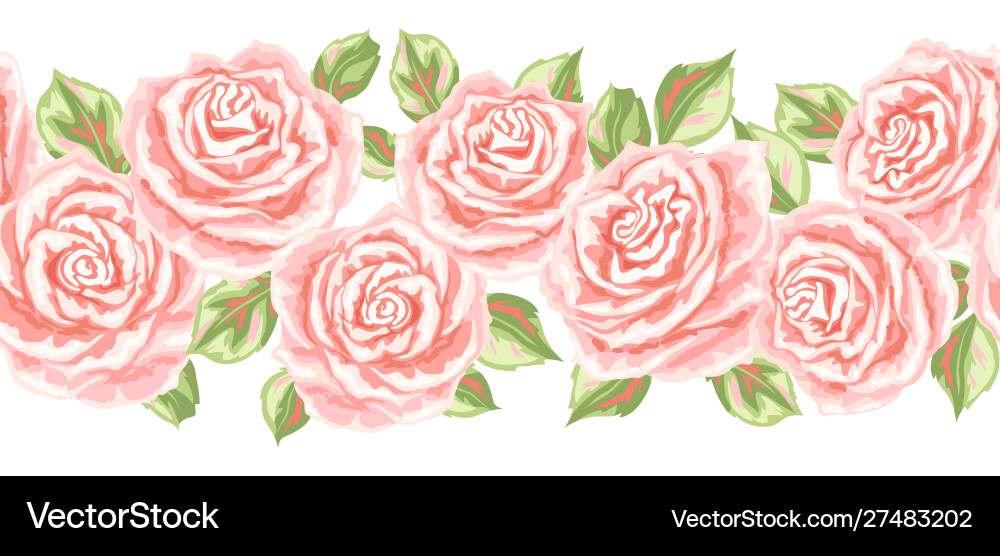Seamless pattern with pink roses Royalty Free Vector Image