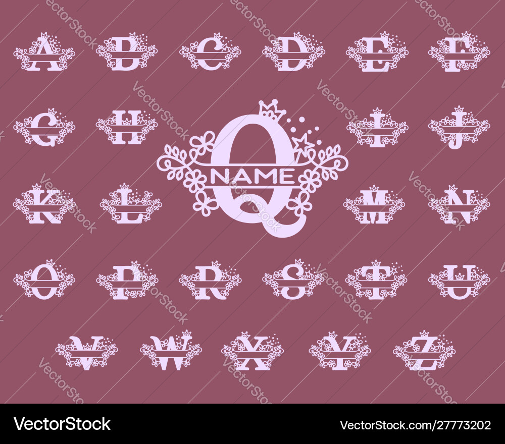 Split Monogram Letter Font - Alphabet Template Vector Image