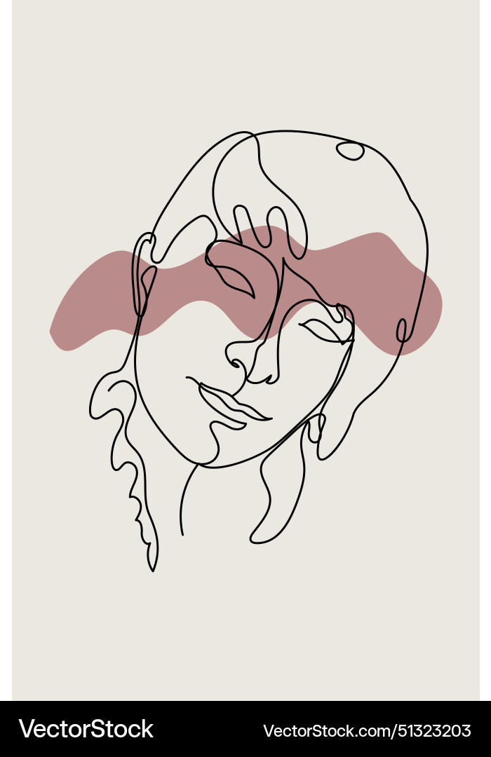 Card or poster with one single line drawing Vector Image