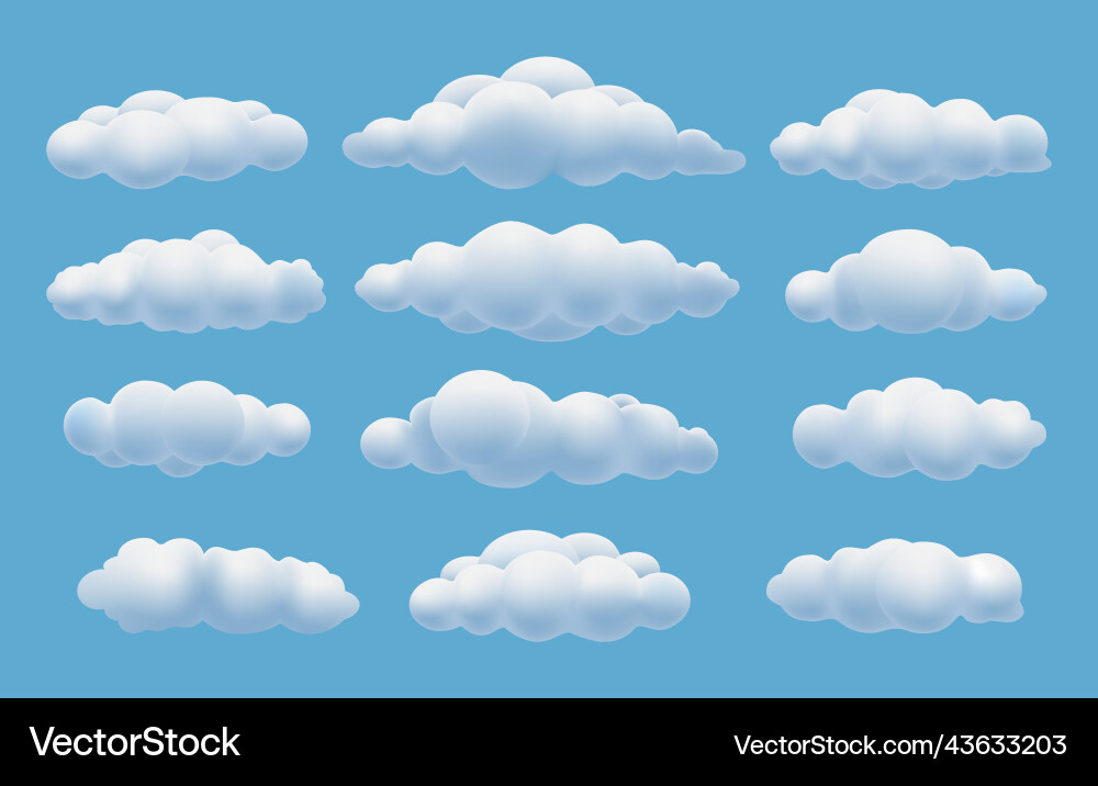 Clouds 3d collection Royalty Free Vector Image