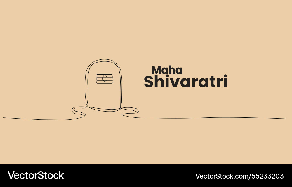 Maha shivaratri - minimalist shivling line art Vector Image