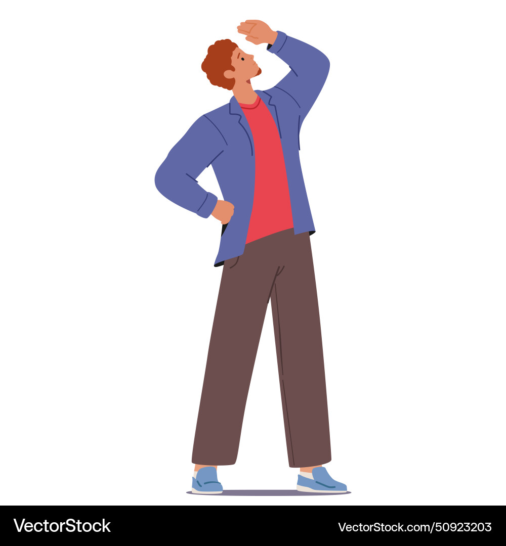 Man tilts his head eyes lifting towards Royalty Free Vector