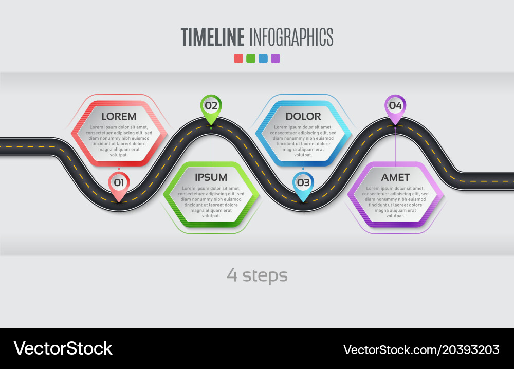 Navigation map infographic 4 steps timeline Vector Image