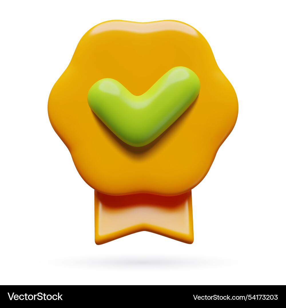 Quality check badge 3d icon warranty stamp Vector Image
