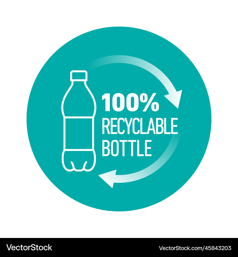 Recycle plastic bottle icon logo badge Royalty Free Vector