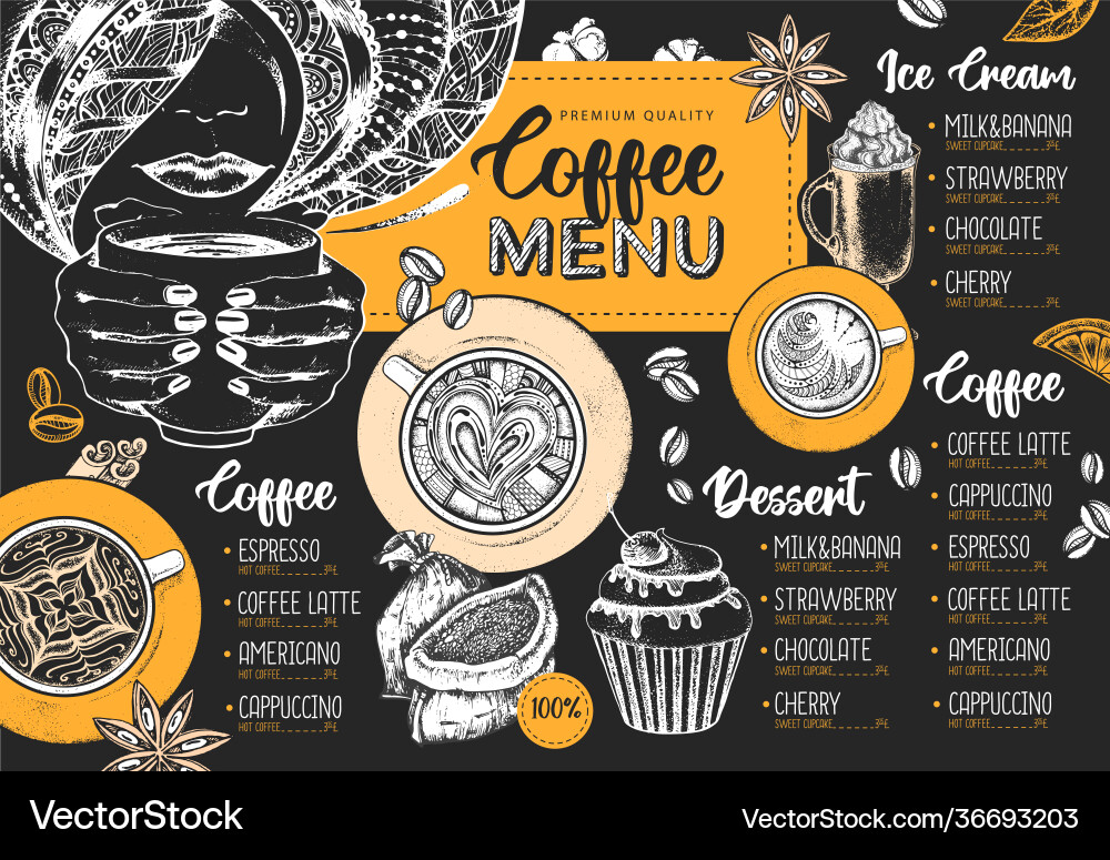 Restaurant coffee menu design Royalty Free Vector Image