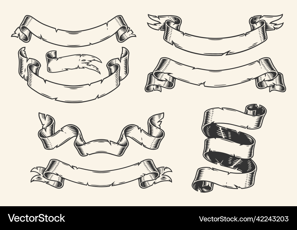 Ribbons banner set vintage emblem Royalty Free Vector Image