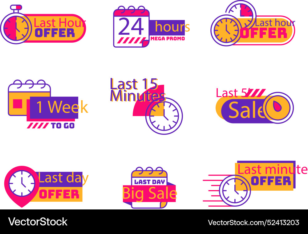 Sales countdown banner pack Royalty Free Vector Image