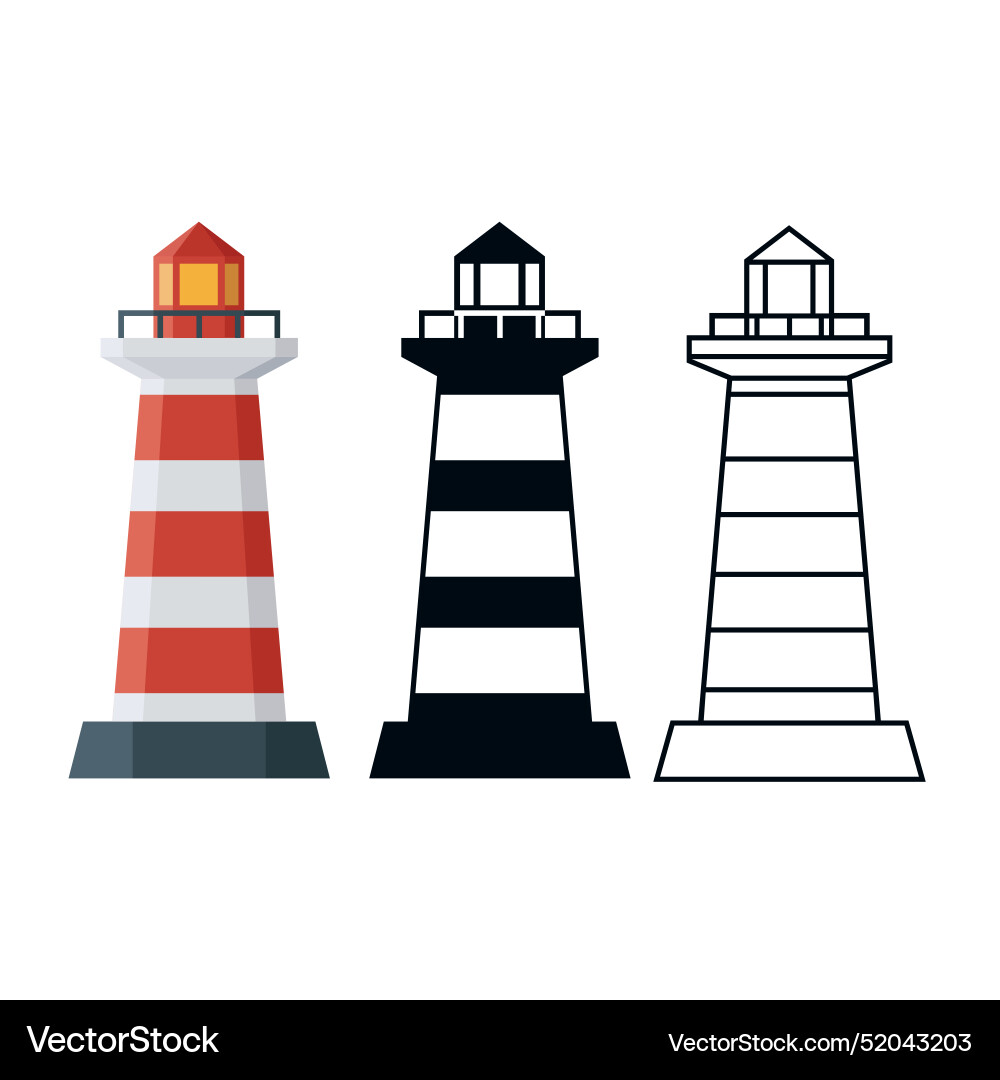 Set lighthouse Royalty Free Vector Image - VectorStock