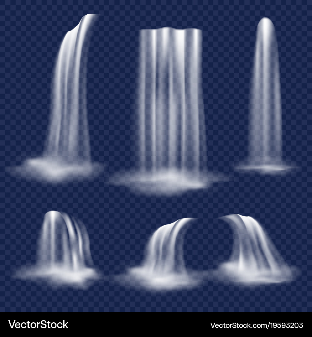 Waterfall Landscape Set Royalty Free Vector Image