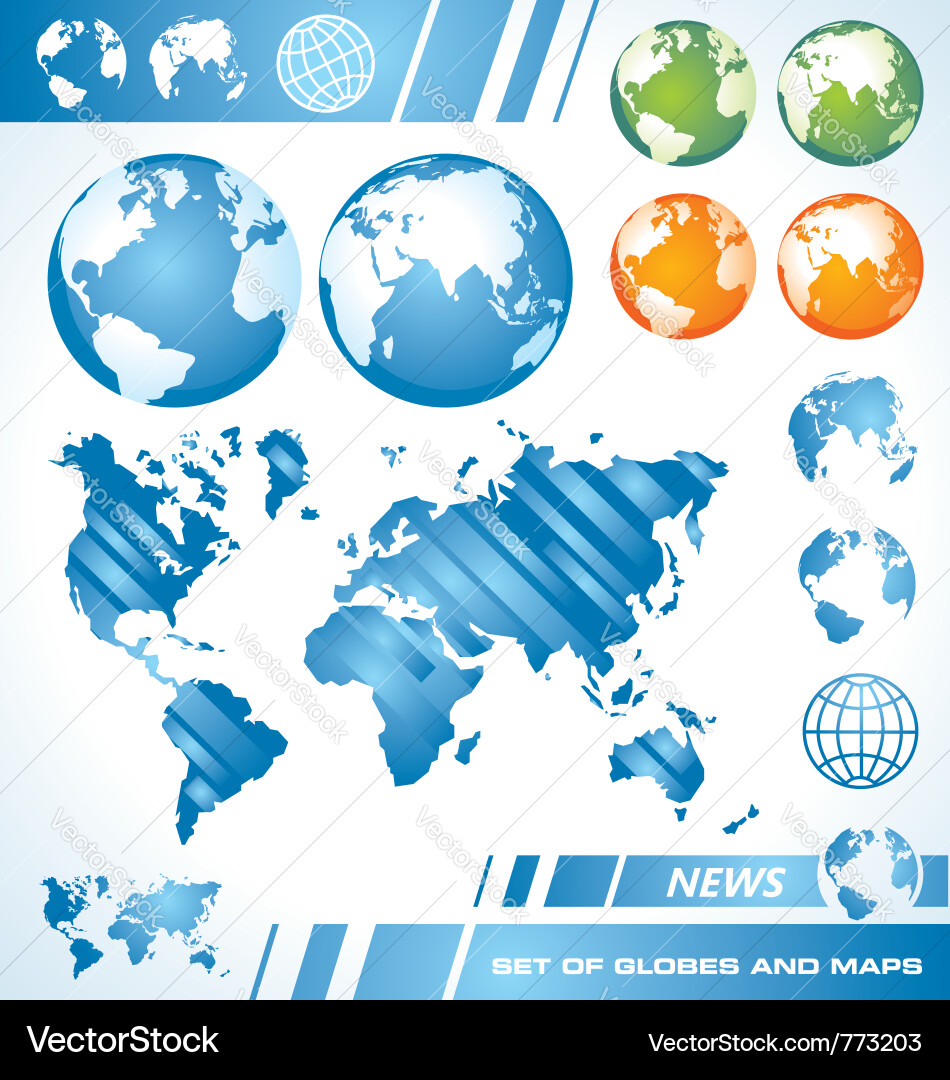 World maps and globes Royalty Free Vector Image