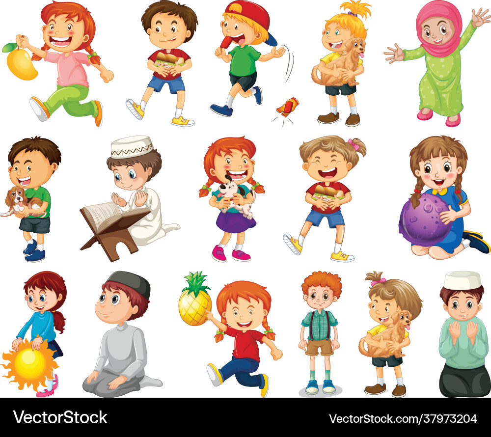 Children doing different activities cartoon Vector Image