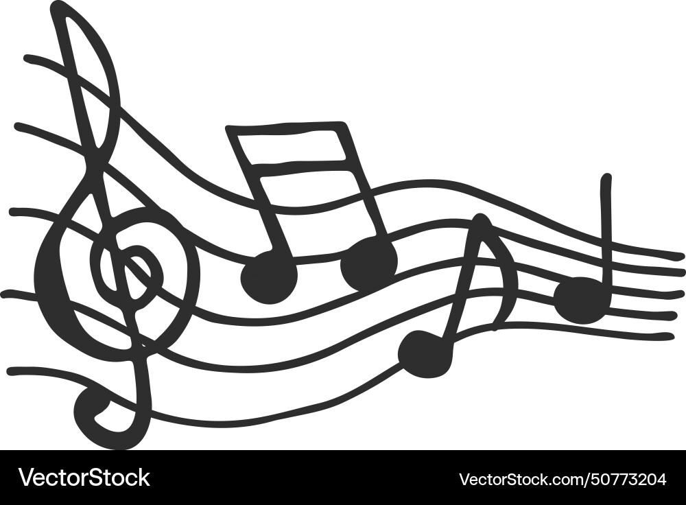 Melody musical sheet doodle sound note symbol Vector Image