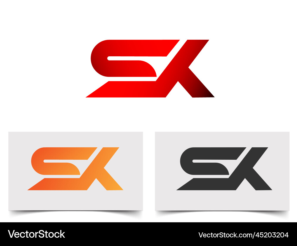 Sk letter logo design s k Royalty Free Vector Image