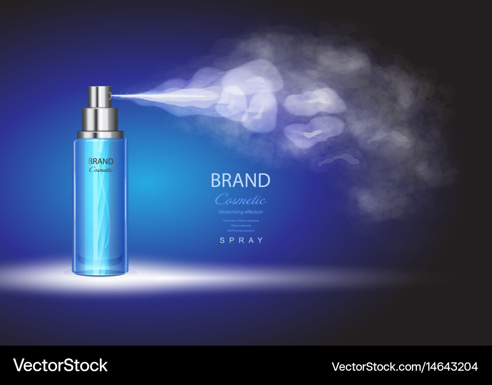 Spray bottle ice toner container blue background Vector Image