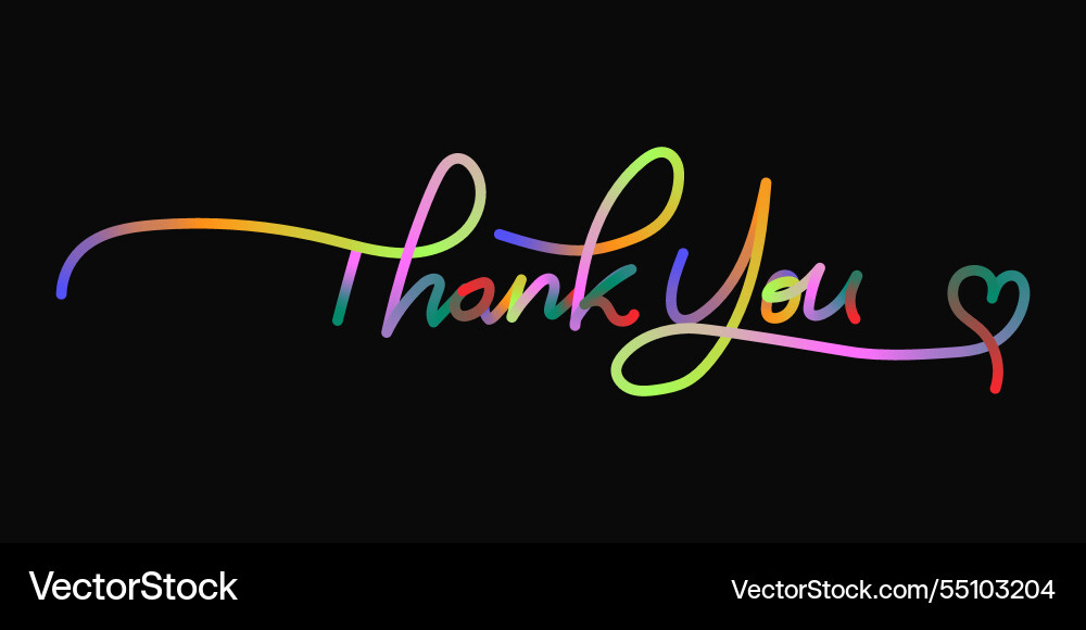 Thank you text design with colorful line thank Vector Image