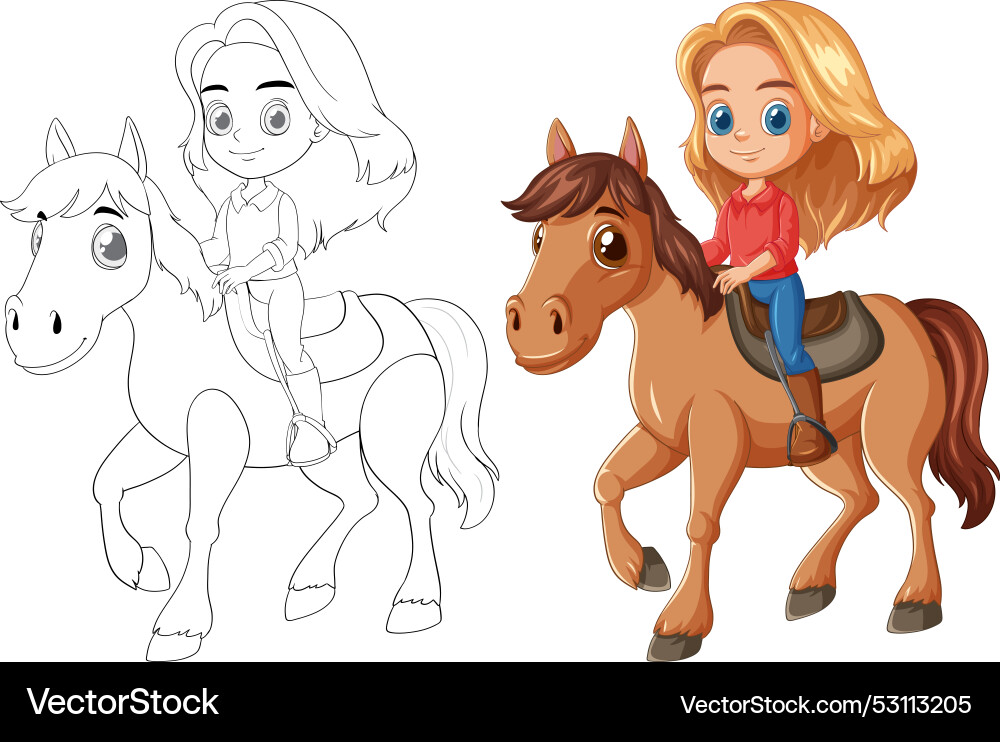 A girl riding horse Royalty Free Vector Image - VectorStock