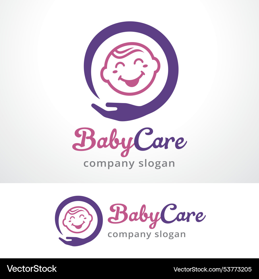 Baby care logo template design emblem Royalty Free Vector