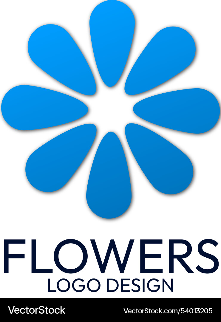 Blue flower logo design with text on transparent Vector Image
