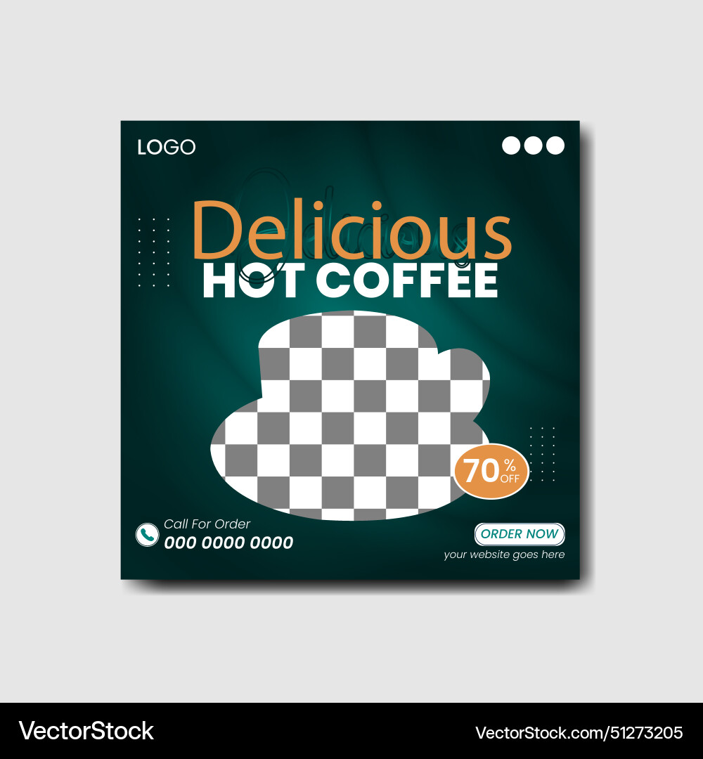 Coffee social media template Royalty Free Vector Image