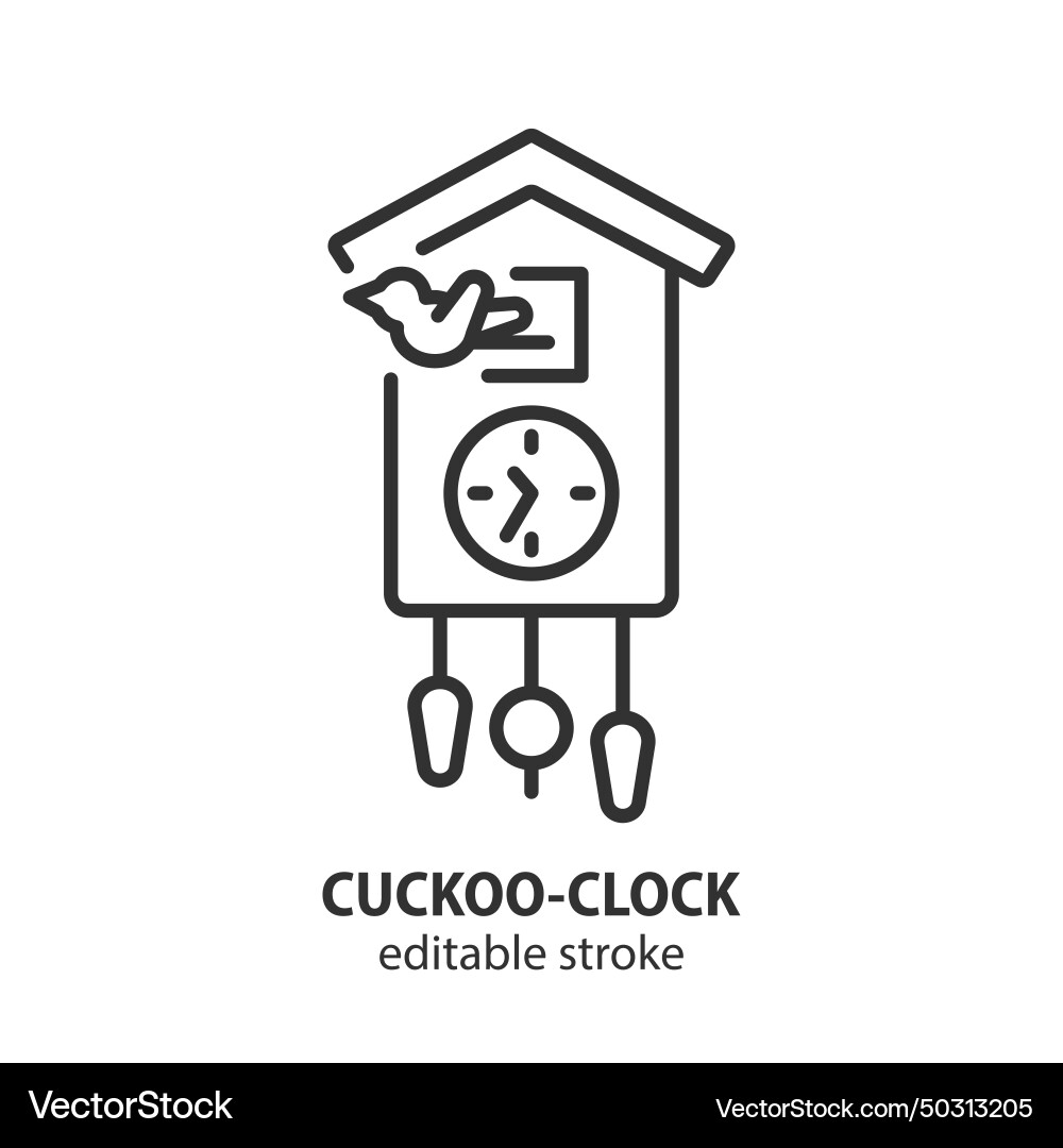 Cuckoo clock line icon wall Royalty Free Vector Image