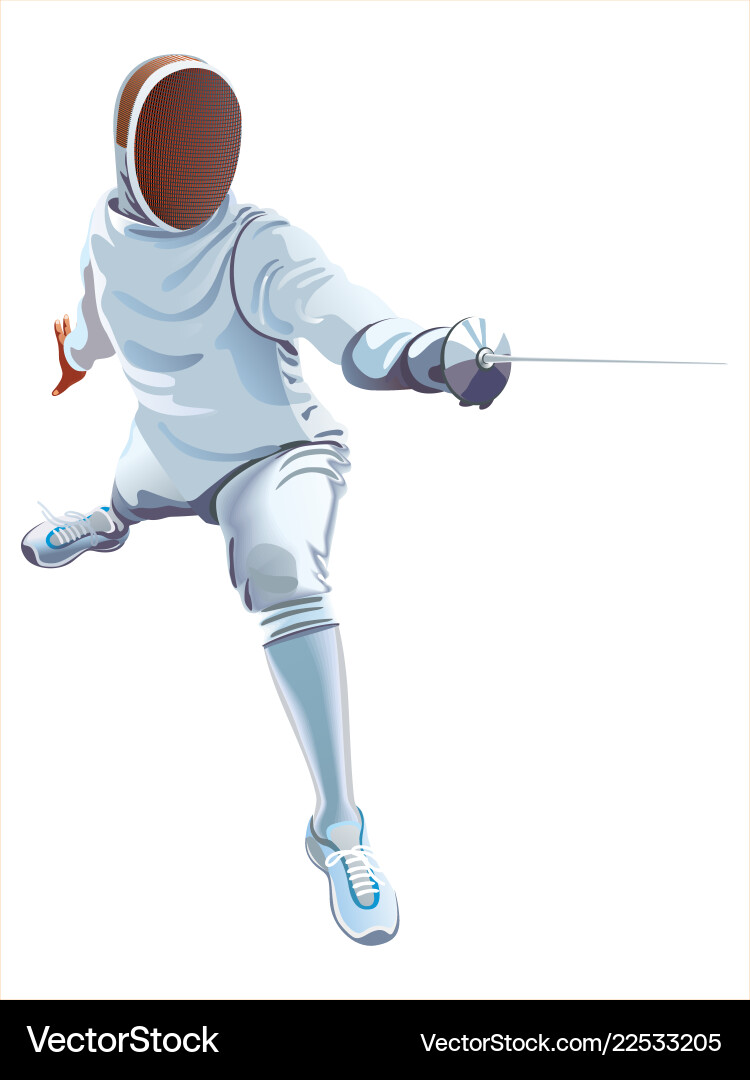 Fencing Athlete - Swordsman in Action Royalty Free Vector