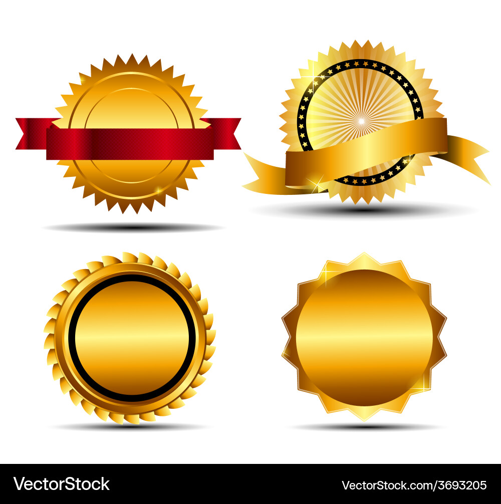 Gold sign label template Royalty Free Vector Image
