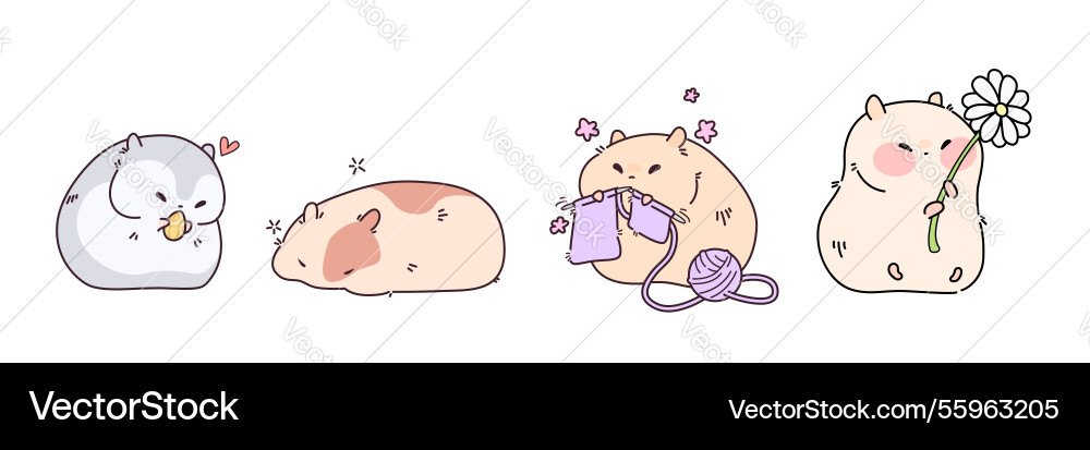 Kawaii hamster characters set Royalty Free Vector Image
