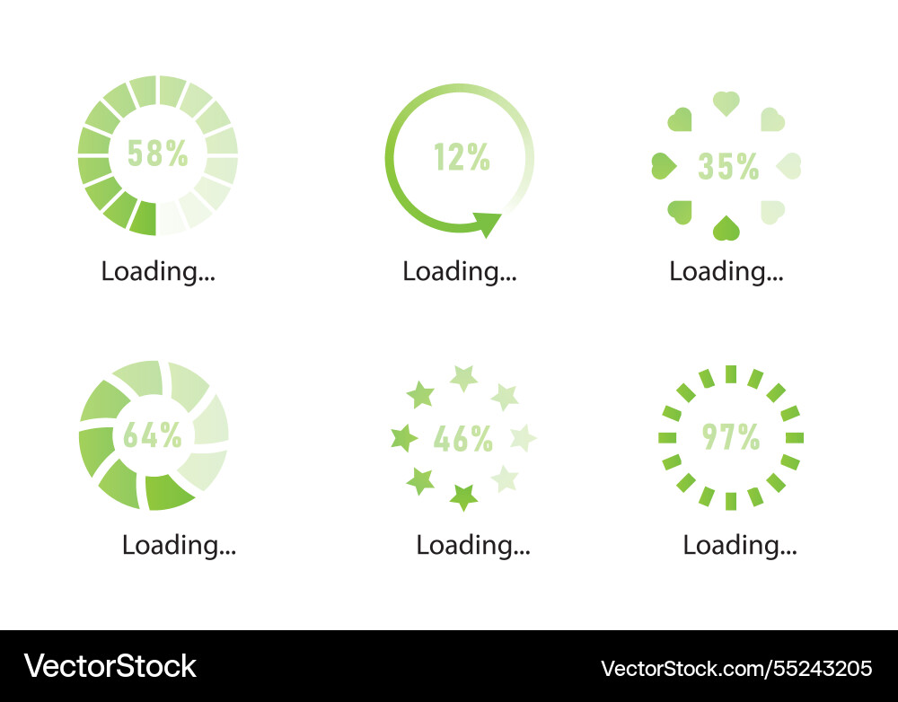 Loading percentage indicators Royalty Free Vector Image