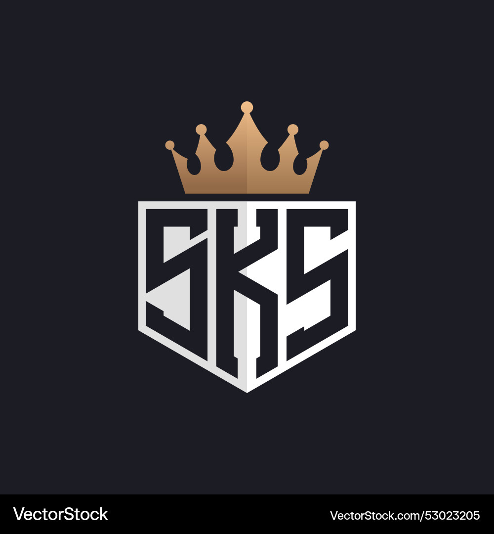 Luxury sks logo with crown elegant initials Vector Image