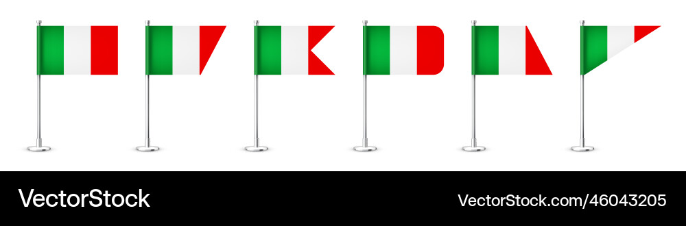 Realistic various italian table flags on a chrome Vector Image