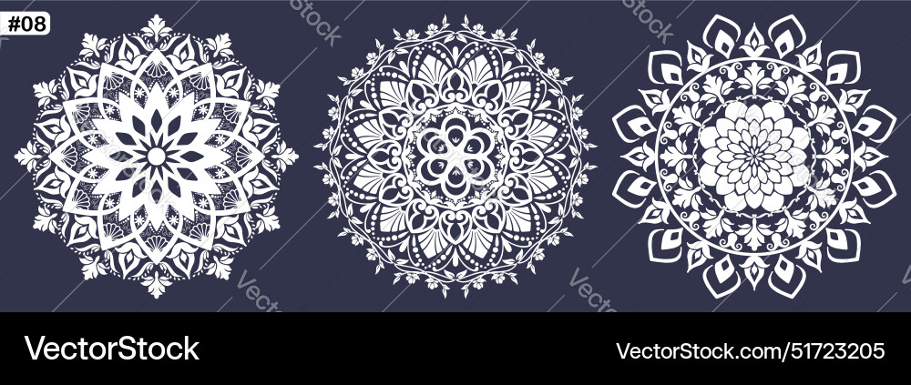 Set of 3 mandalas Royalty Free Vector Image - VectorStock