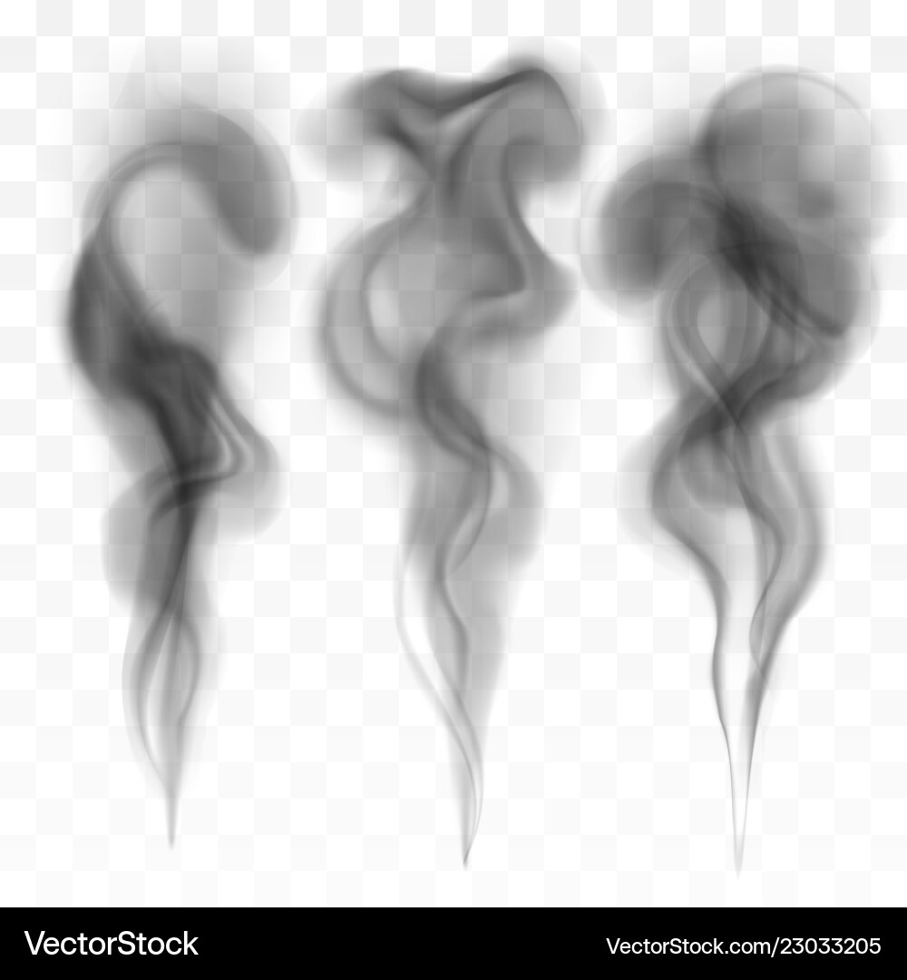 Set of digital realistic dark smoke Royalty Free Vector