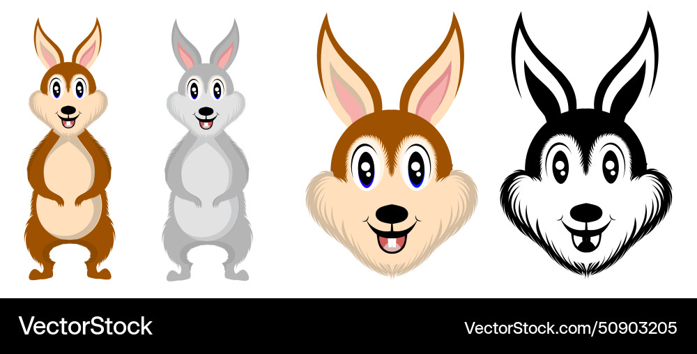 Set of rabbit silhouettes for design use Vector Image