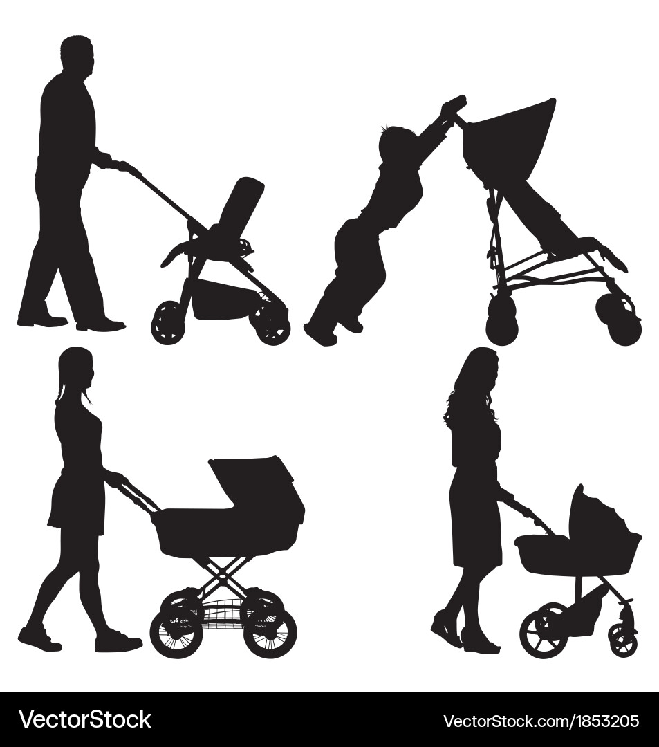Stroller Silhouettes – Royalty-Free Vector | VectorStock