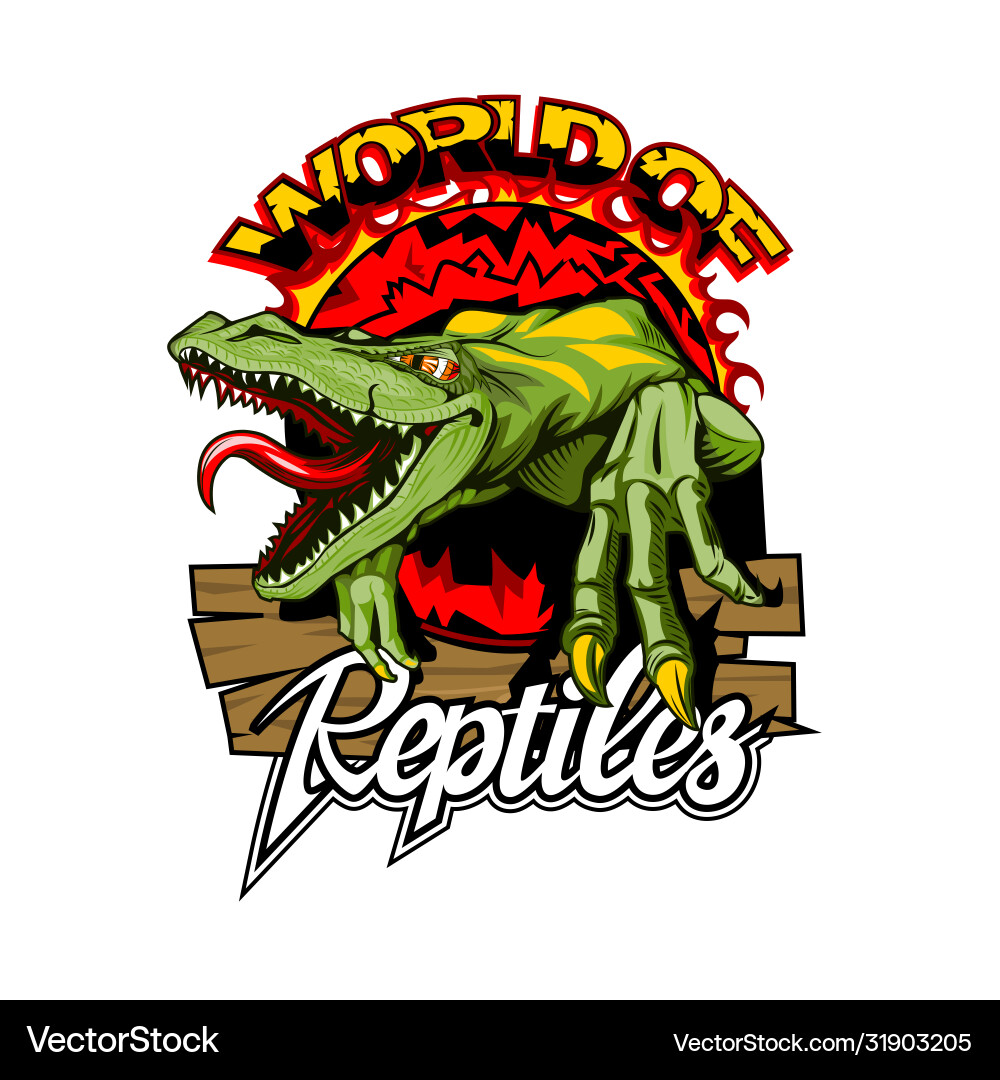 World reptiles logo with a dangerous lizard Vector Image