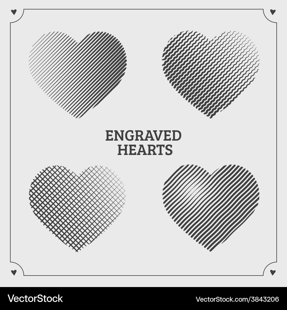 Engraved hearts Royalty Free Vector Image - VectorStock