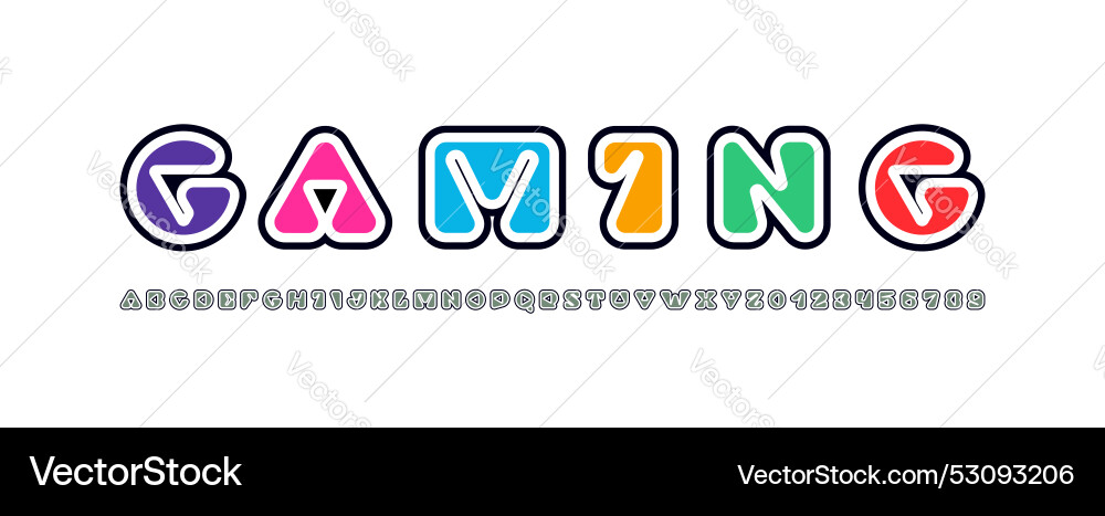 Gaming kids font alphabet made game console style Vector Image