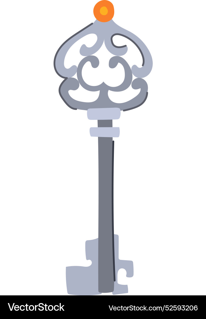 Gold magic key cartoon Royalty Free Vector Image