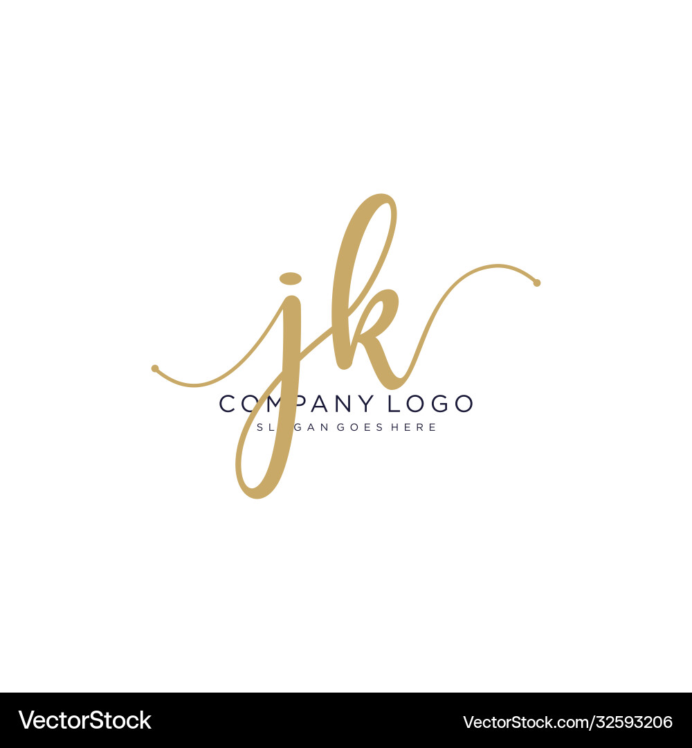 Jk initial handwriting logo design Royalty Free Vector Image