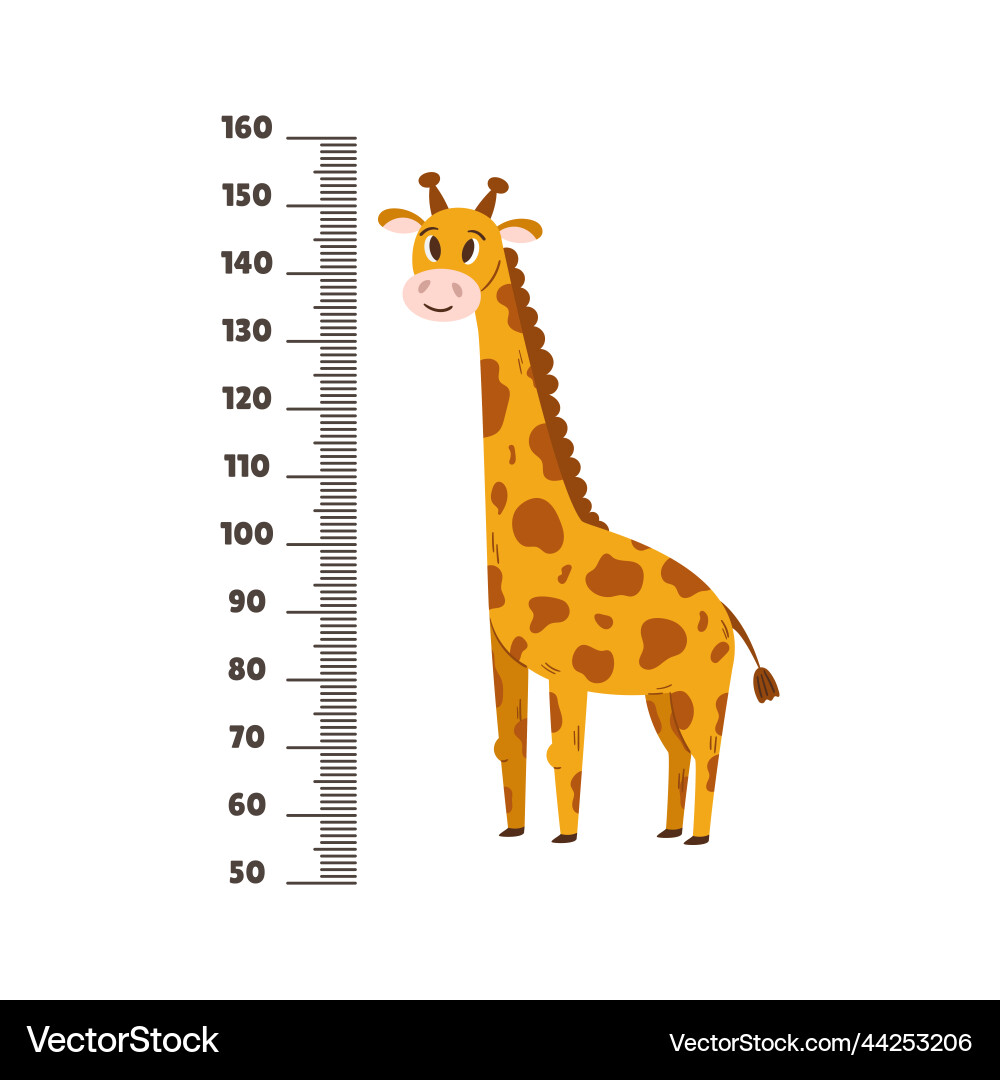 Kids height meter with cartoon giraffe funny Vector Image