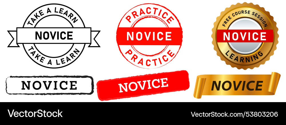 Novice newbie apprentice amateur worker stamps Vector Image