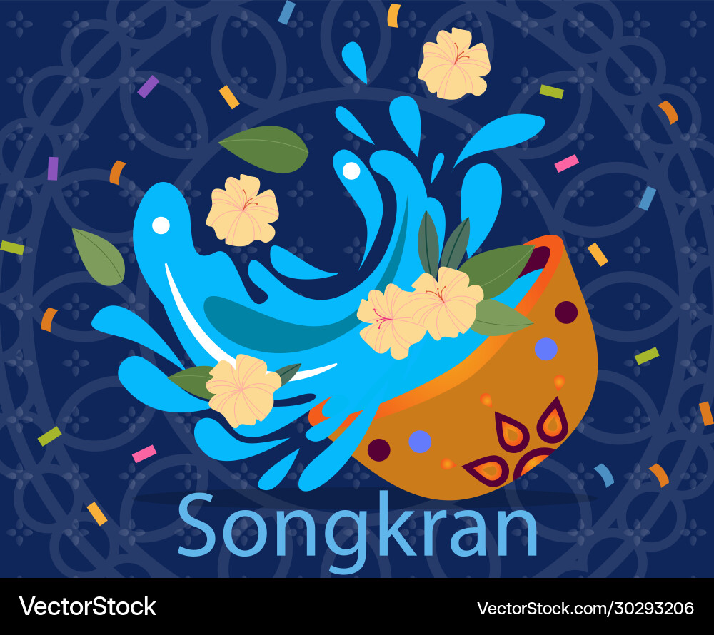 Realistic songkran concept design Royalty Free Vector Image
