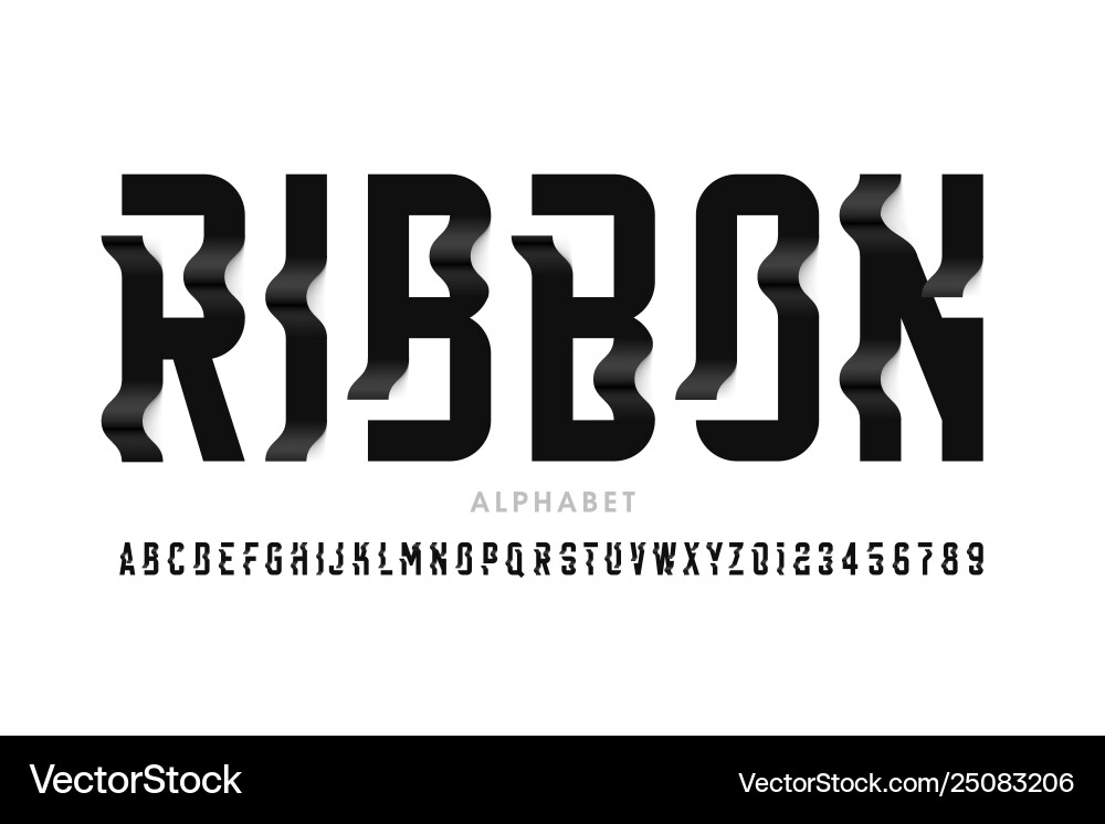 Ribbon style modern font Royalty Free Vector Image