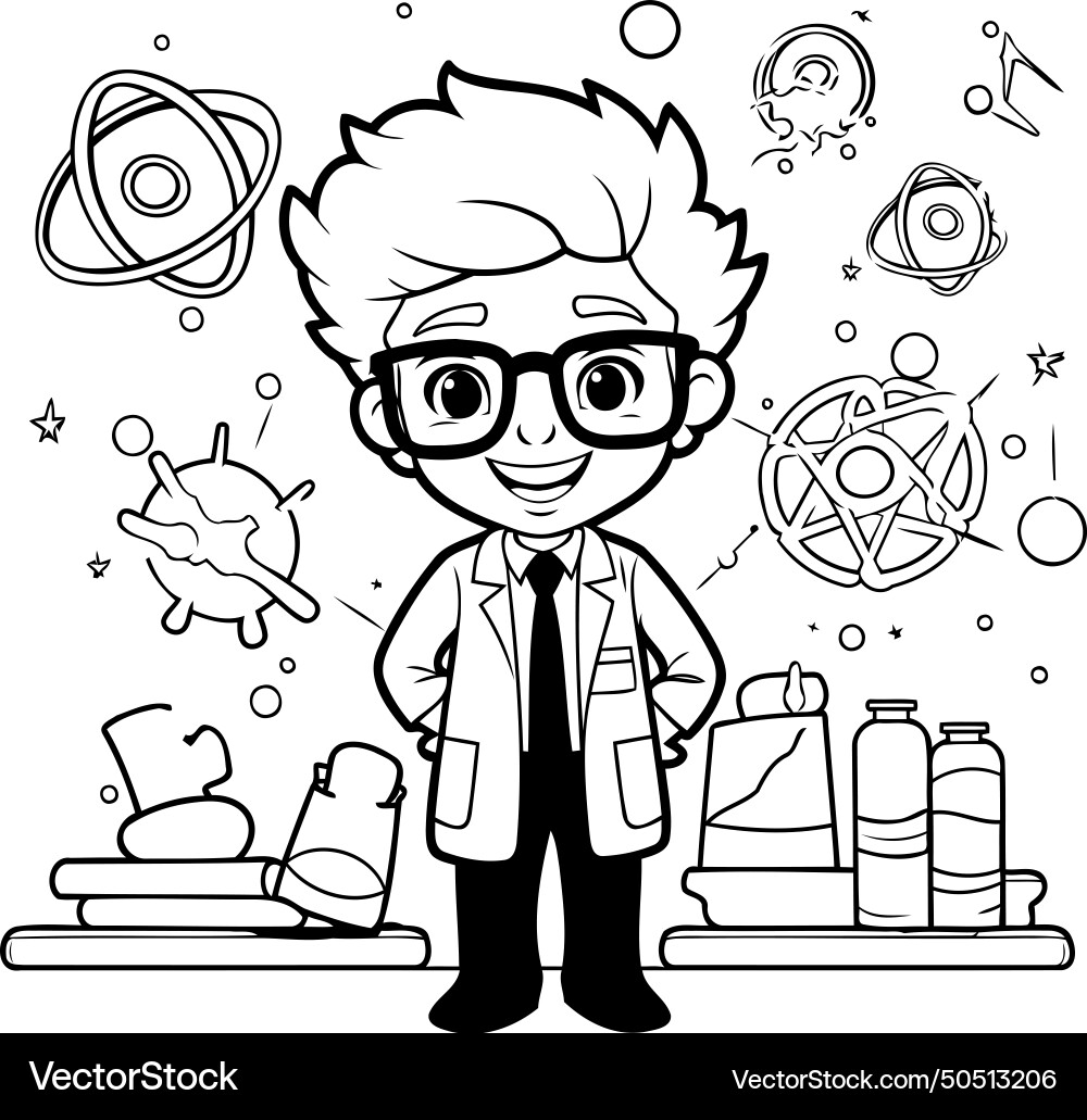 Scientist boy cartoon design science chemistry Vector Image