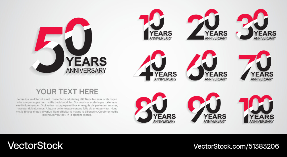 Set anniversary logotype premium collection red Vector Image
