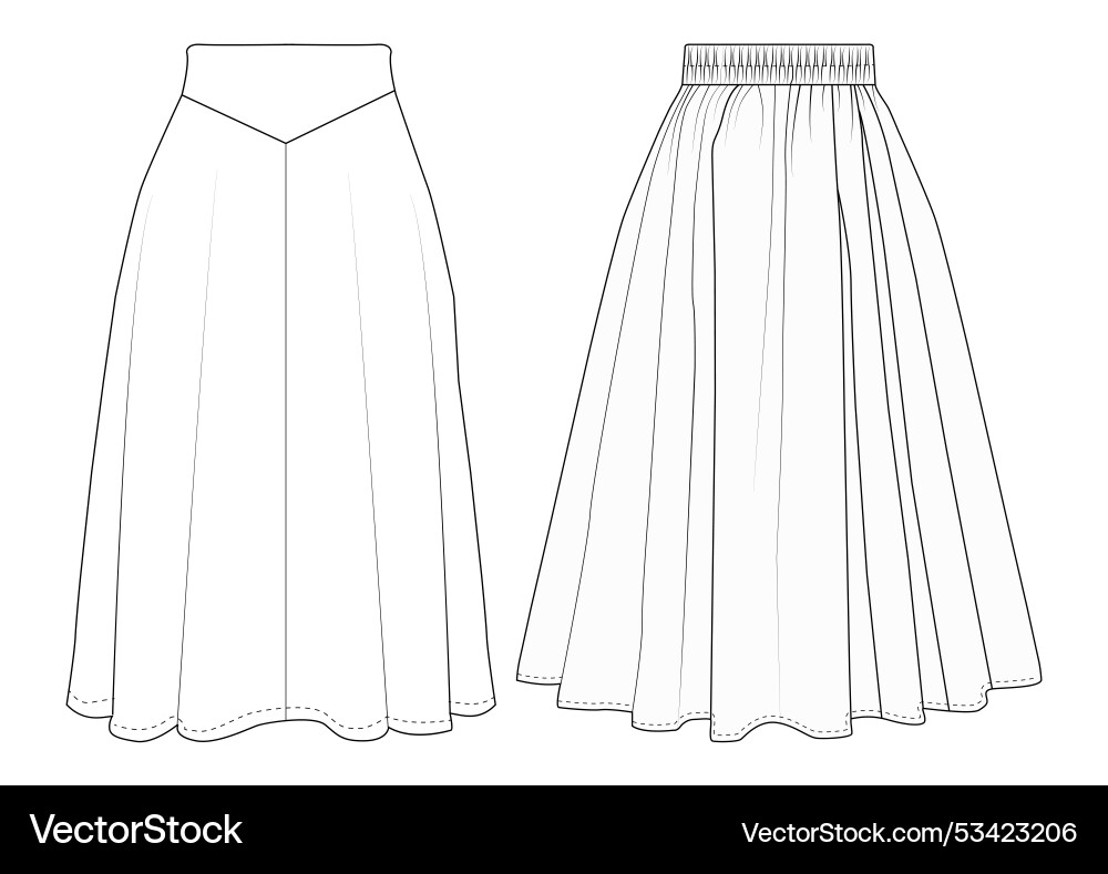 Skirt eight gore technical fashion fa Royalty Free Vector