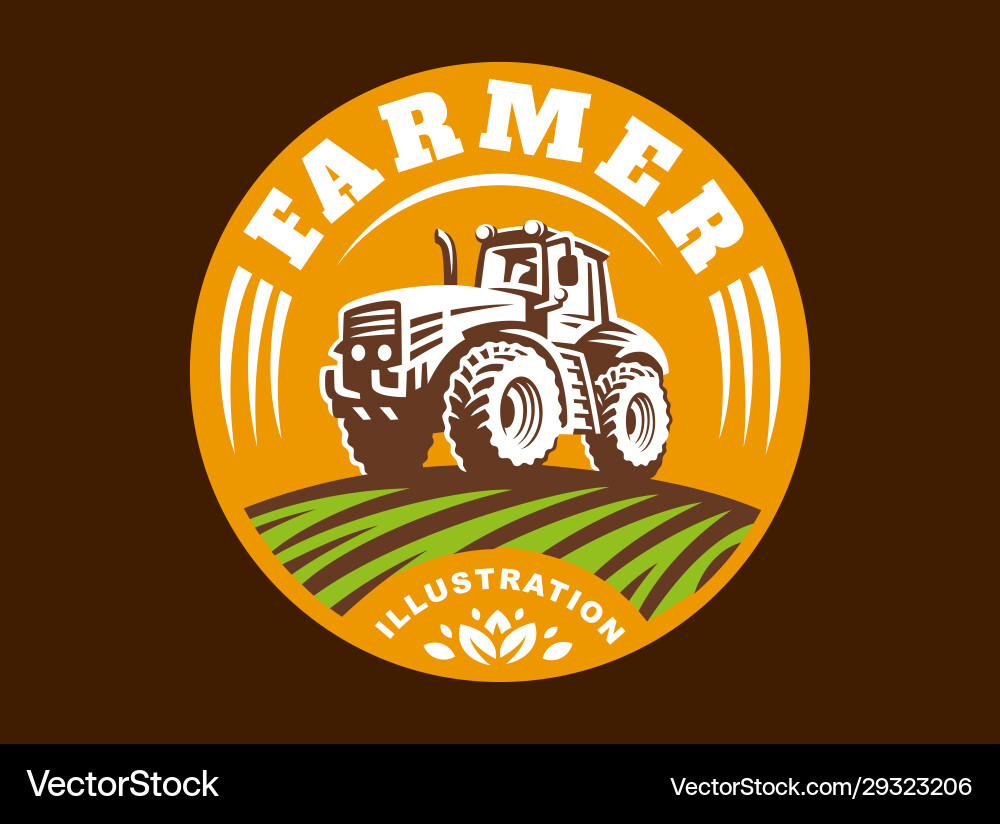 Tractor logo emblem design Royalty Free Vector Image