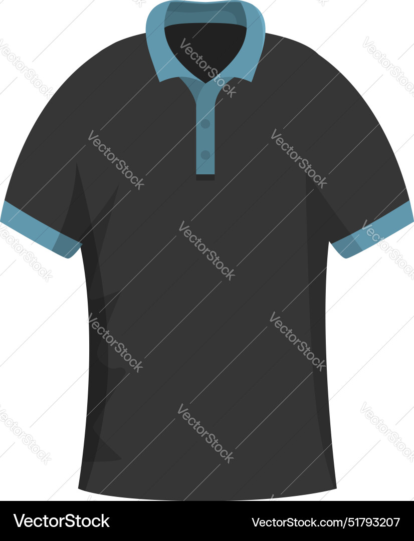 Black polo shirt with blue collar isolated Vector Image